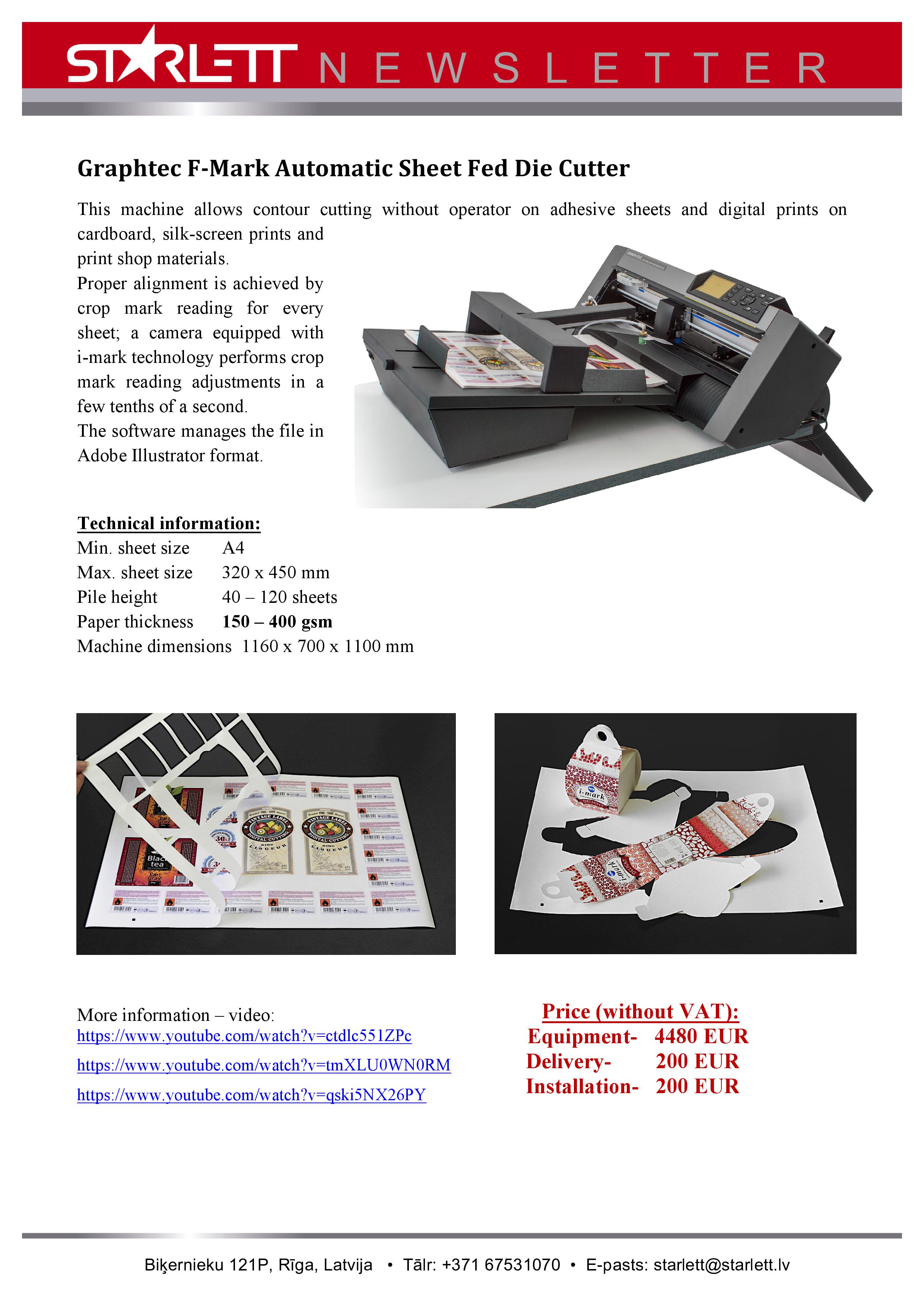 Graphtec i-Mark Automatic Sheet Fed Die Cutter - Market News | Starlett